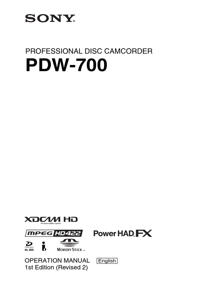 PDW-700 V1-2 Operation Manual E | PDF | Electromagnetic Interference ...