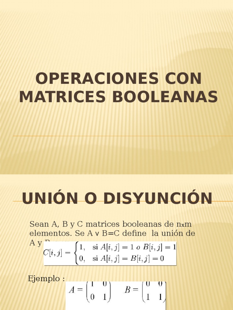 Operaciones Con Matrices Booleanas | Descargar gratis PDF | Matriz (Matemáticas) | Funciones y ...