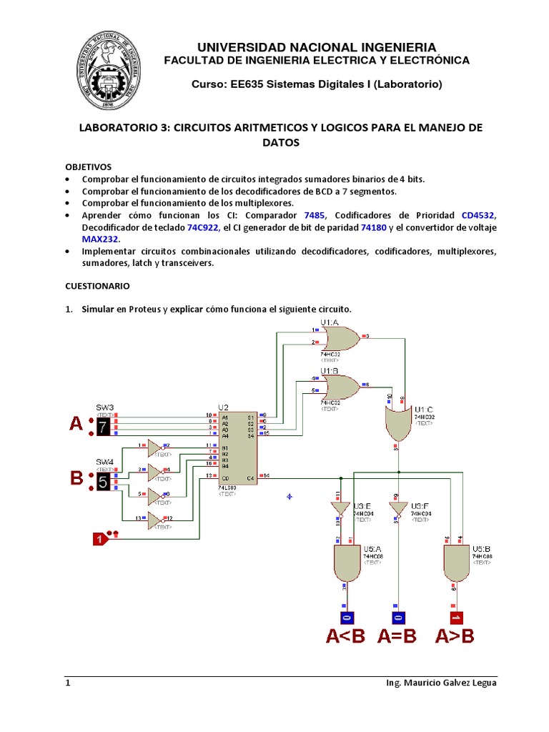 Laboratorio 3: Circuitos aritméticos y lógicos | PDF | Decimal codificado en binario | Poco