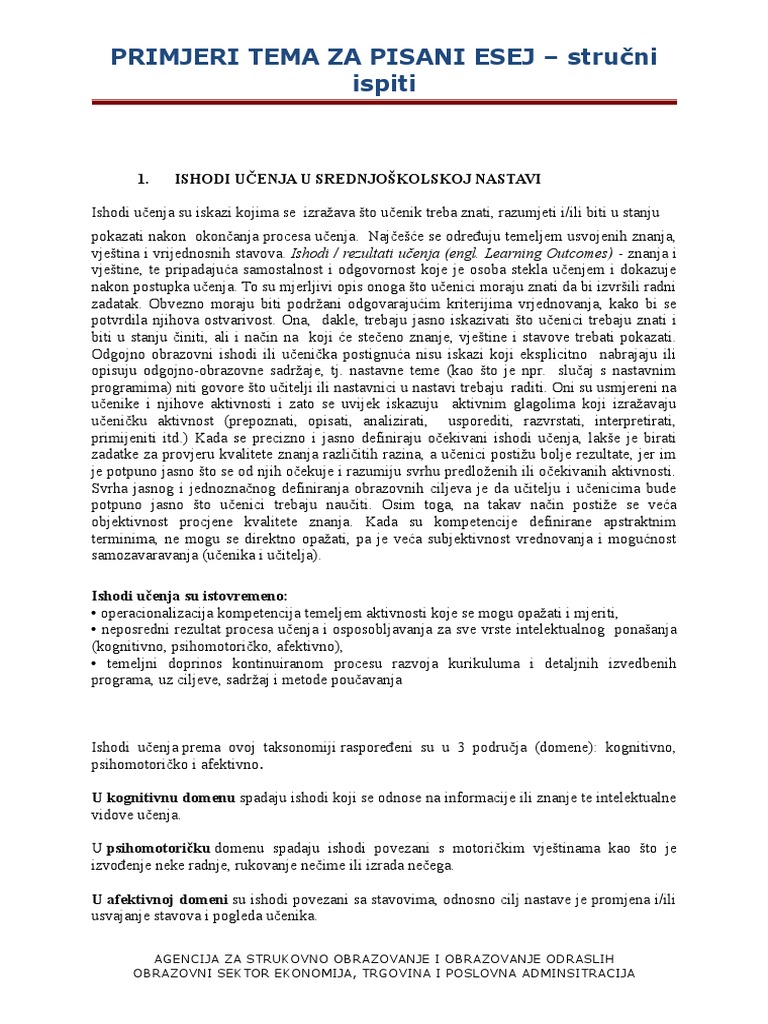 Primjeri Eseja | PDF