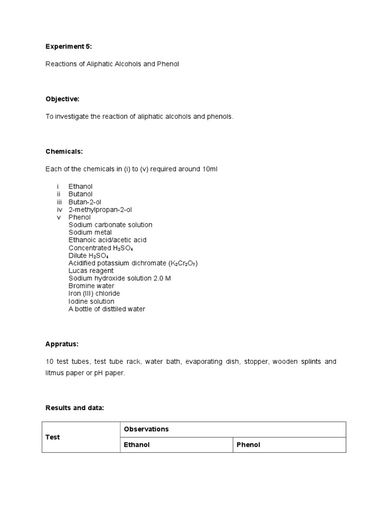 Experiment 5 CHM207 Intermediate Organic Chemistry Reactions of ...