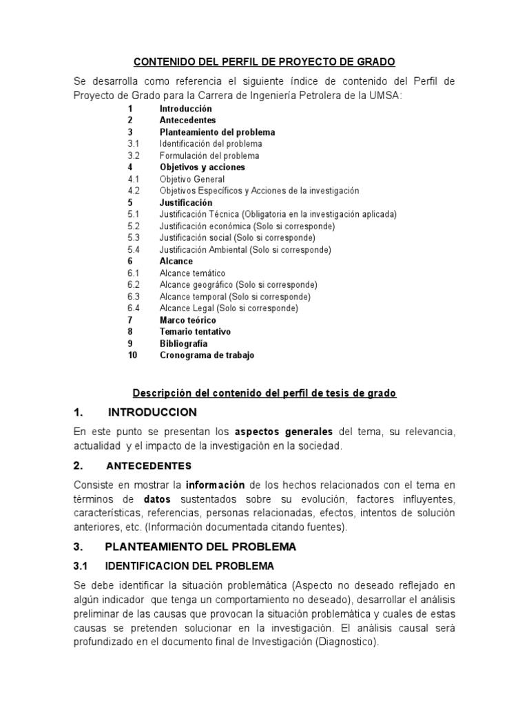 Guía de Perfil de Proyecto de Grado | PDF | Bibliografía | Teoría