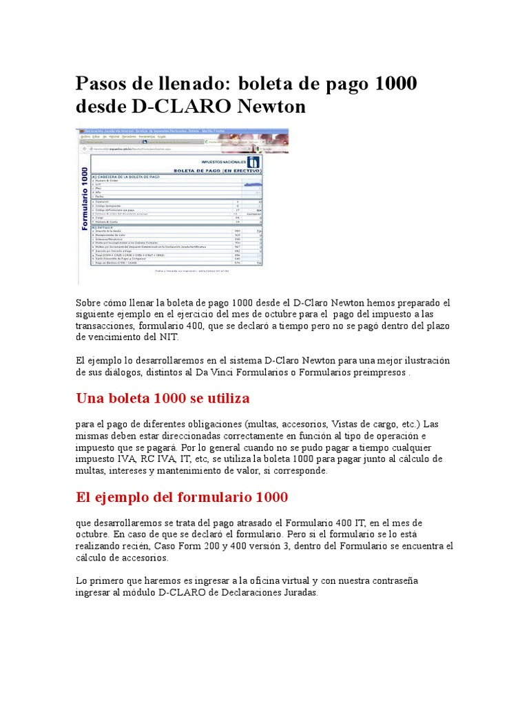 Pasos de Llenado Form 1000 | PDF | Pagos | Impuestos
