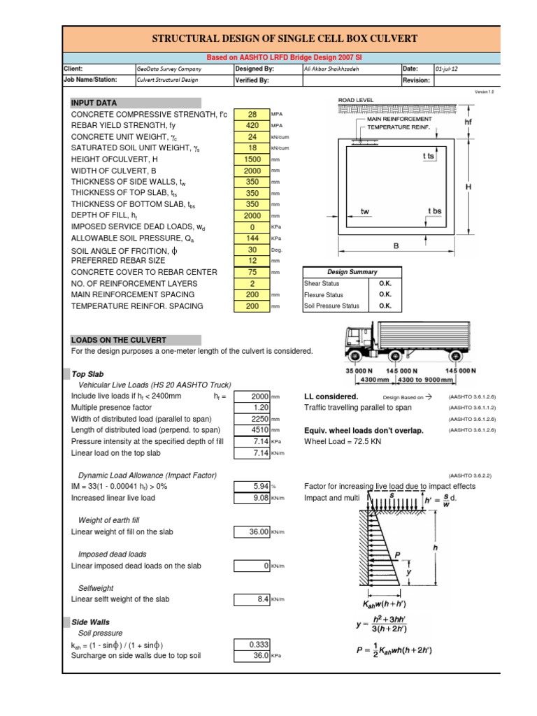 Design of Box Culvert | Structural Load | Concrete