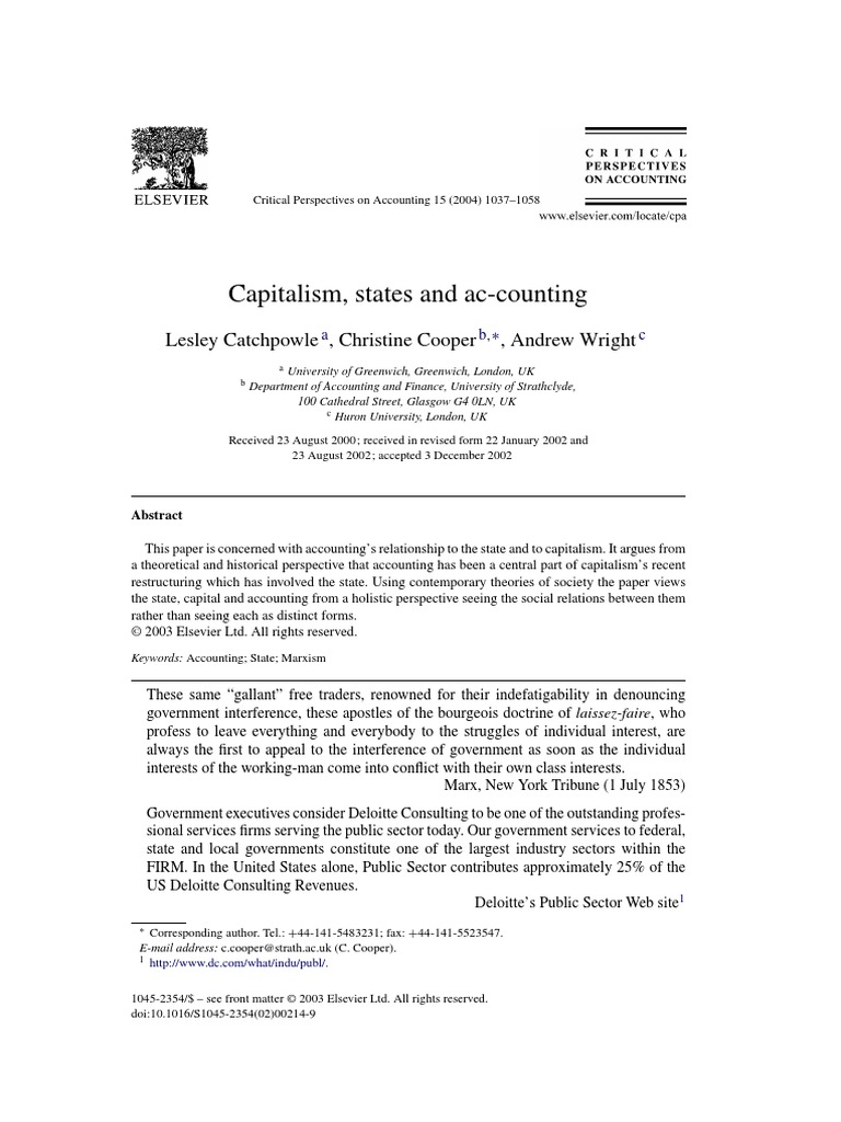 Capitalism, State, Accounting | PDF | Exploitation Of Labour | Social ...