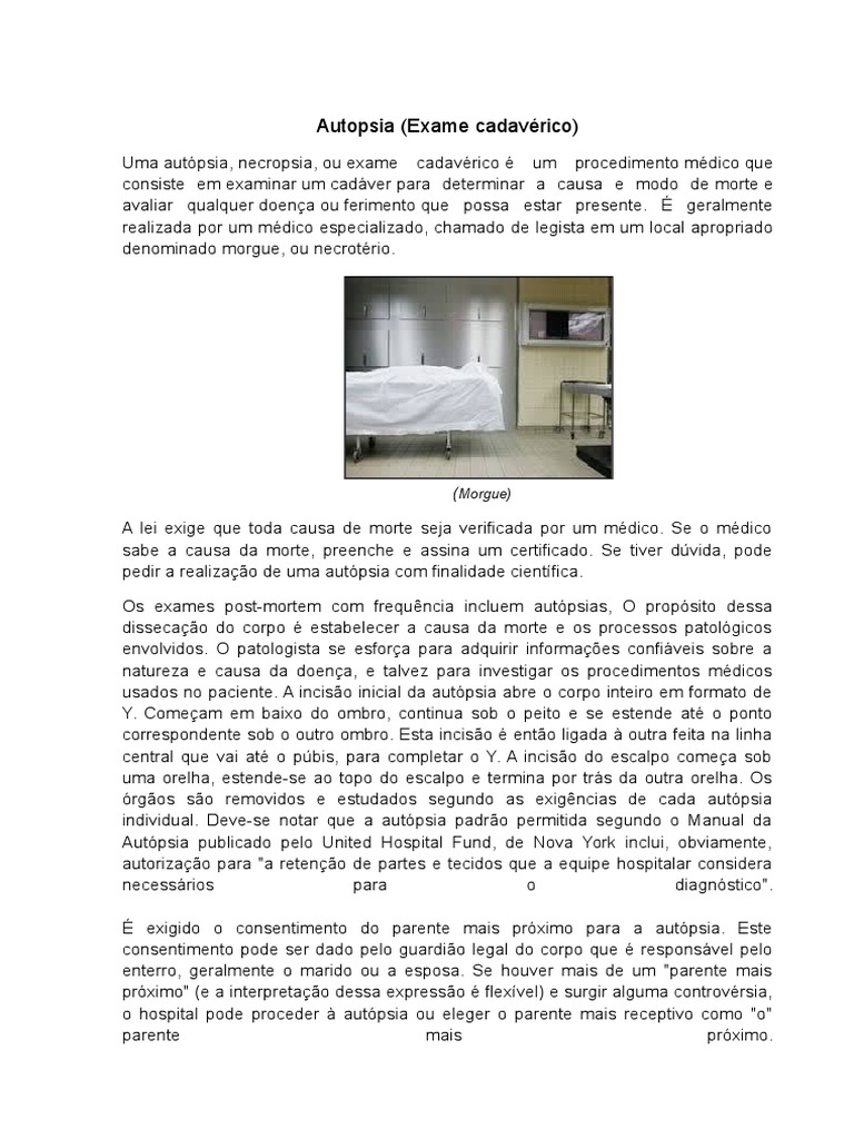 Entendendo a Autópsia e Seus Procedimentos | PDF | Autópsia | Morte