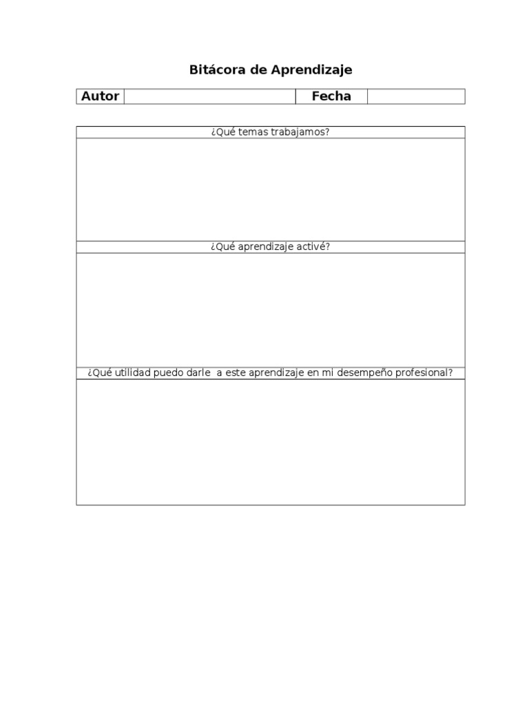 Formato Bitacora de Aprendizaje | PDF