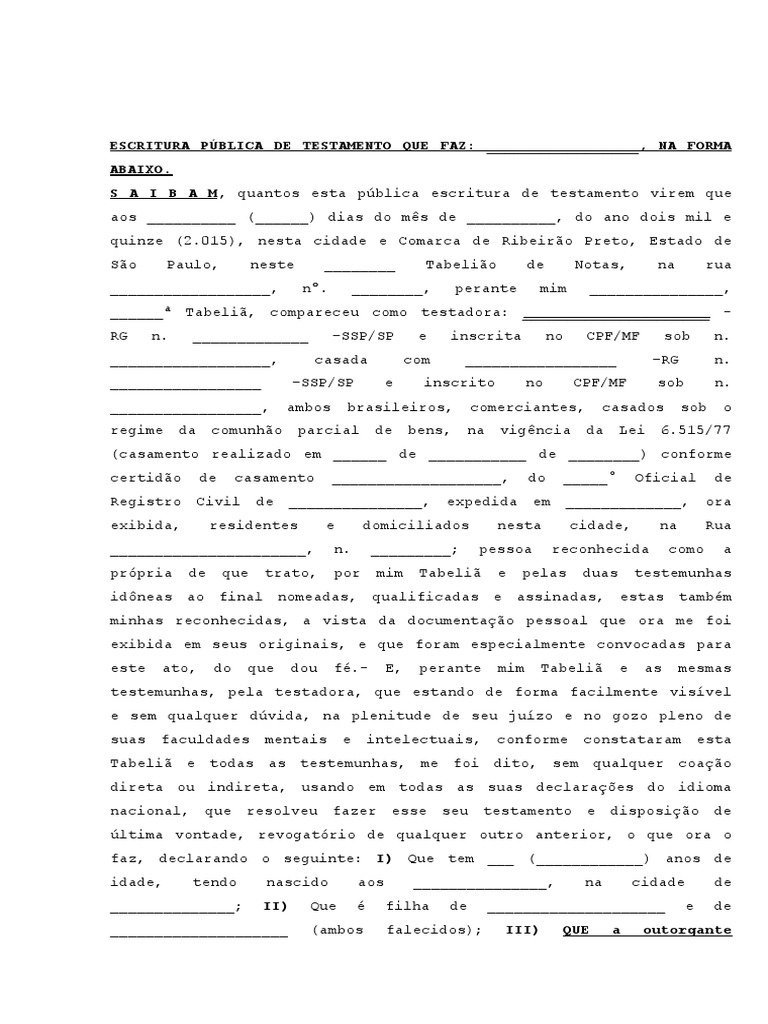 Modelo Testamento | PDF | Testamento | Governo