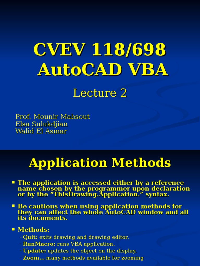 1 F Autocad Vba Lecture 2 Command Line Interface Visual Basic For Applications