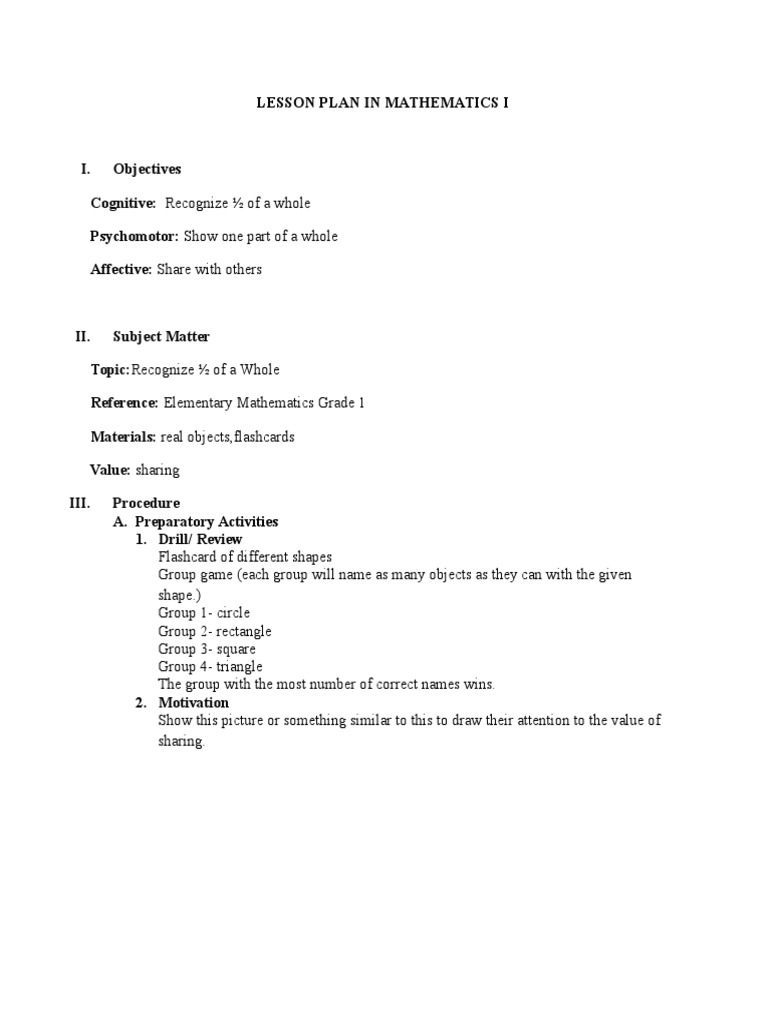 Semi-Detailed Lesson Plan in Mathematics I | PDF