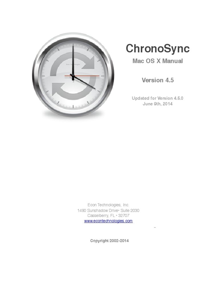 ChronoSync 4.5 Manual | PDF | File System | Computer File
