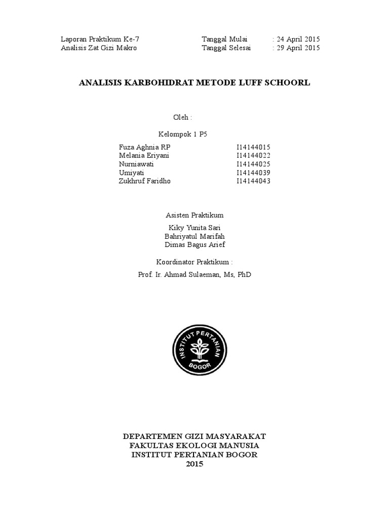 Analisis Karbohidrat Metode Luff Schoorl | PDF