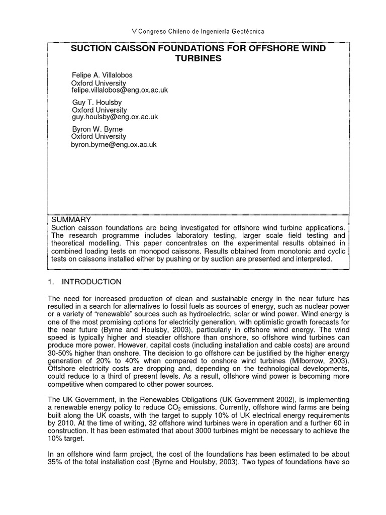 Suction Caisson Foundations For Offshore Wind Turbines: V Congreso ...