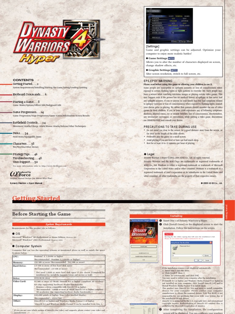 Dynasty Warriors 4 Hyper Manual PDF | Download Free PDF | Computing And ...