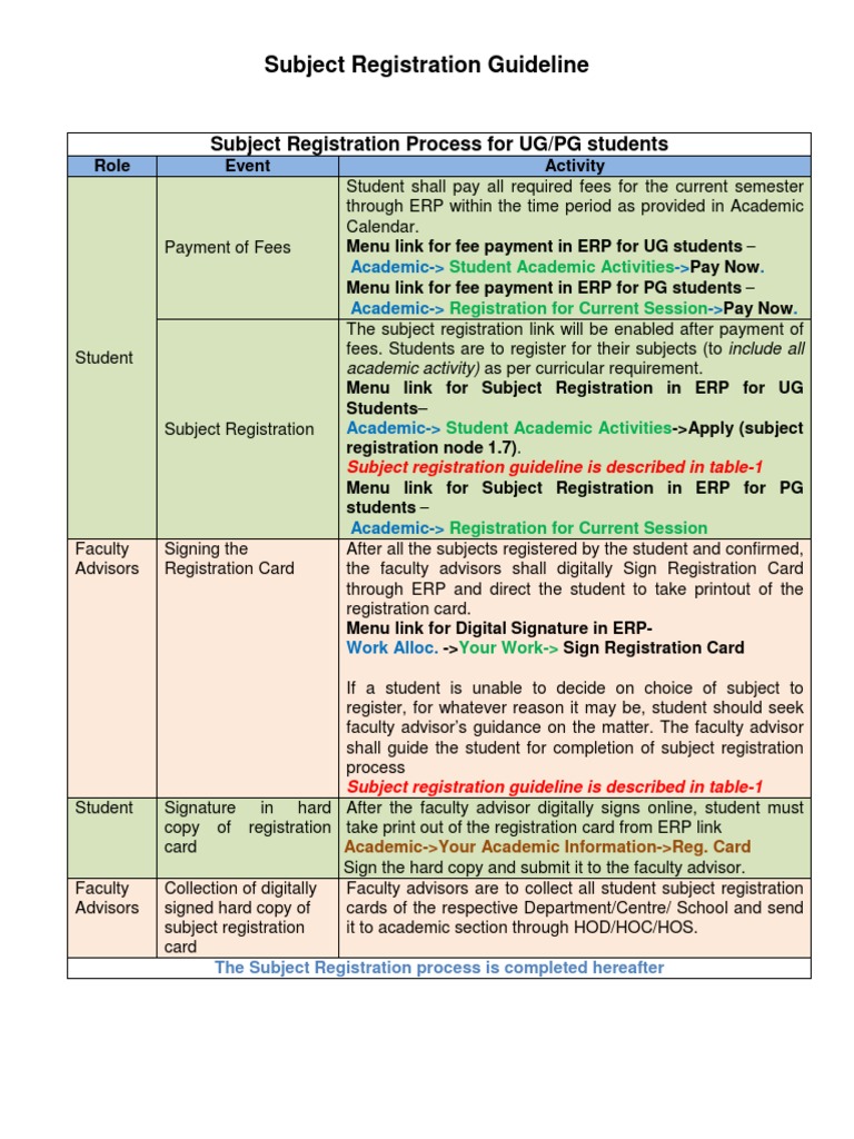 Subject Registration Guideline | PDF | Academic Term | Students