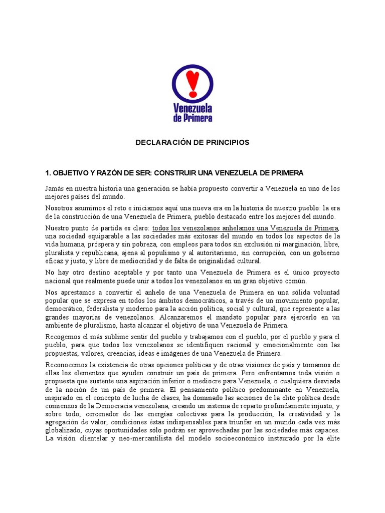 Bases de Una Venezuela de Primera PDF | PDF | Venezuela | Democracia