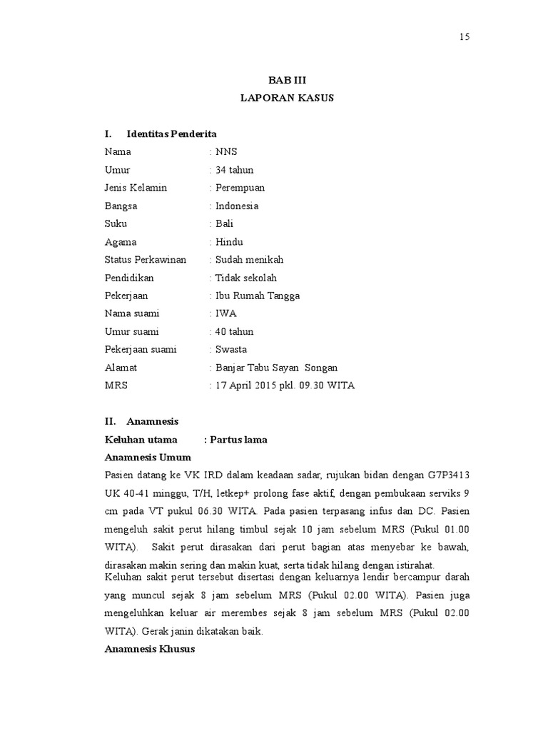 Laporan Kasus Partus Kasep | PDF | Kesehatan Holistik | Agama ...