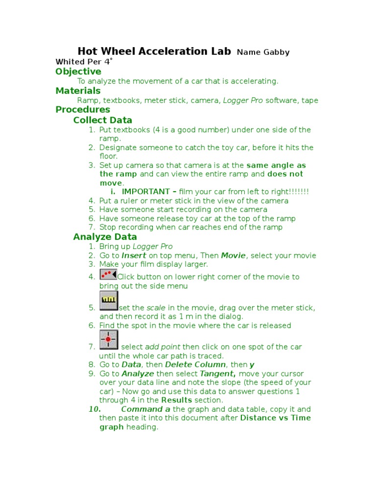 Hot Wheels Acceleration Lab | PDF | Speed | Velocity