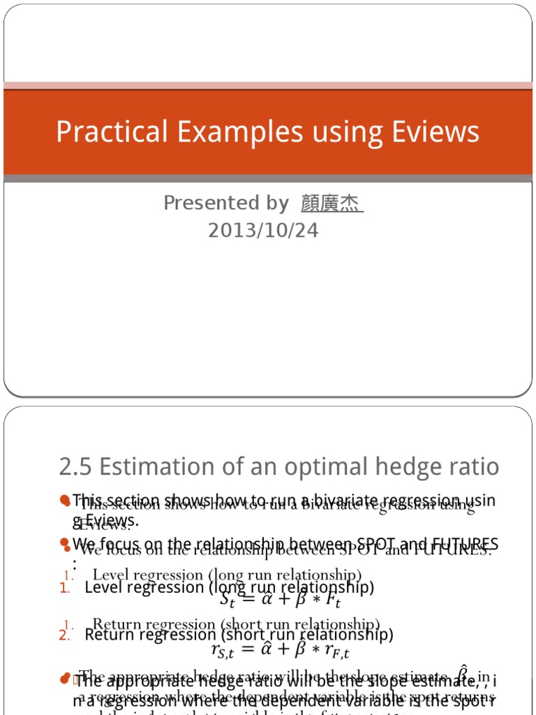 Practical Examples Using Eviews | PDF | Regression Analysis | Mathematical And Quantitative ...