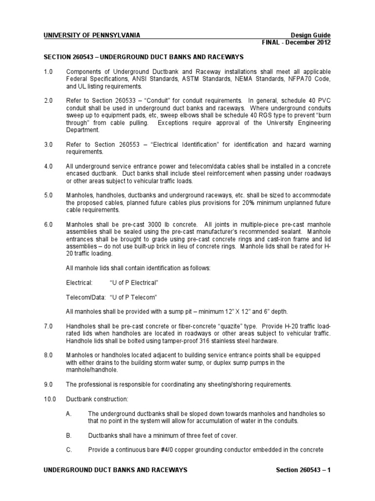 Underground Duct Banks and Raceways - Electrical Design Guide | PDF ...