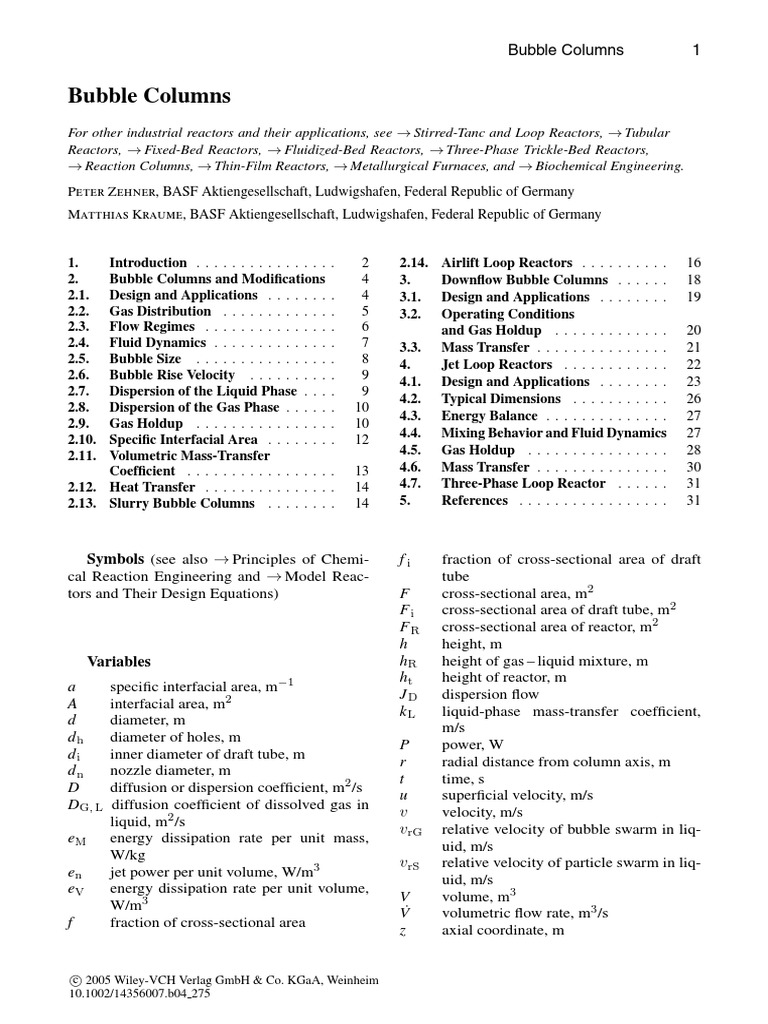 Bubble Column Reactors | PDF | Chemical Reactor | Gases