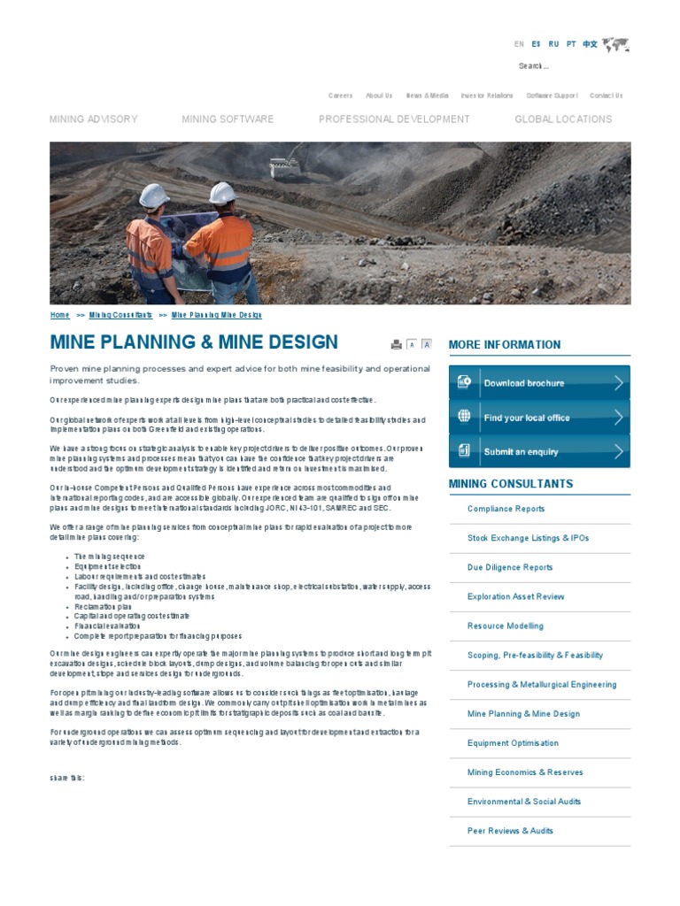 Mine Planning and Mine Design, Consulting - RungePincockMinarco.pdf ...