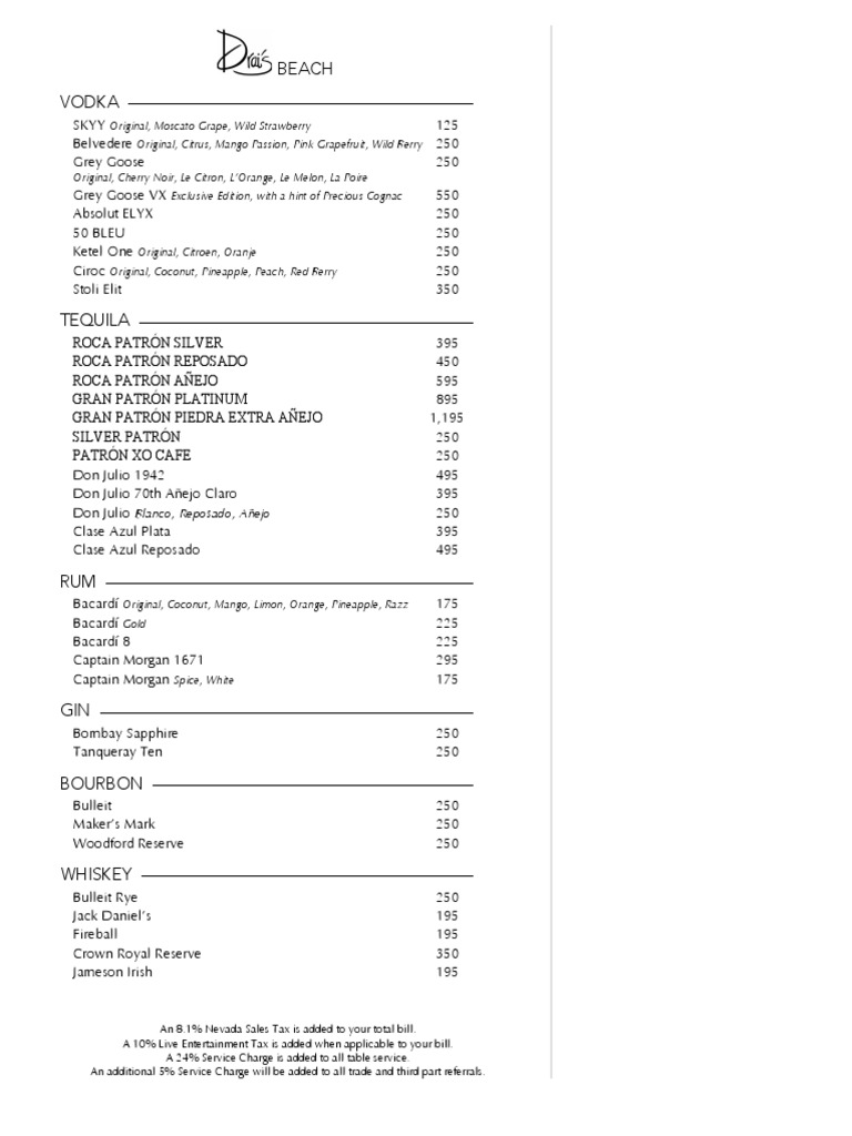 Drai's Beach and Drai's Cafe Menu | PDF | Salad | Cuisine