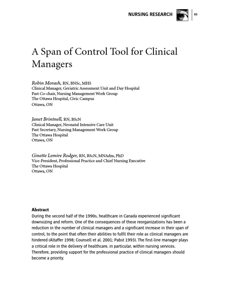 A Span of Control Tool For Clinical Managers | PDF | Nursing | Evidence ...