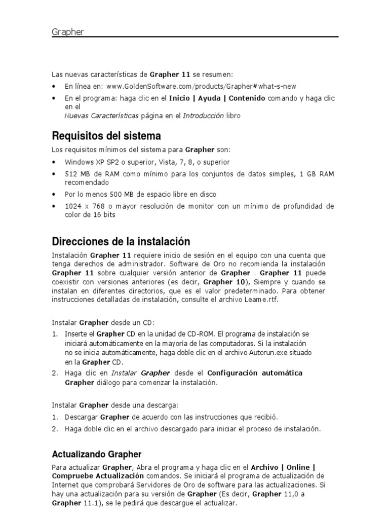 Grapher 11 Manual Traducido | PDF | Microsoft Excel | Point and Click