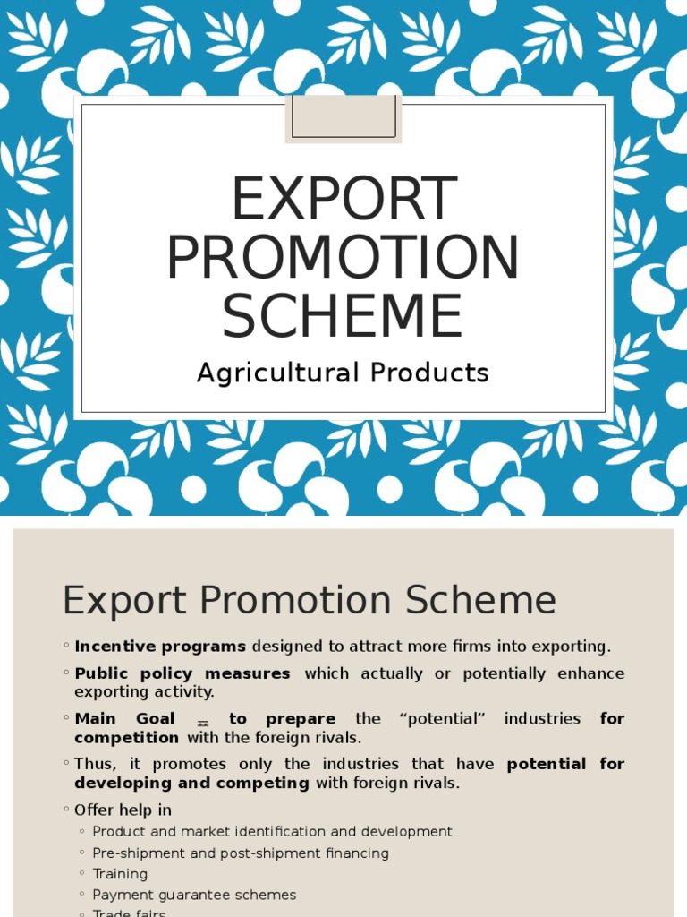 Export Promotion Scheme - Agricultural Products | PDF | Exports | Foods