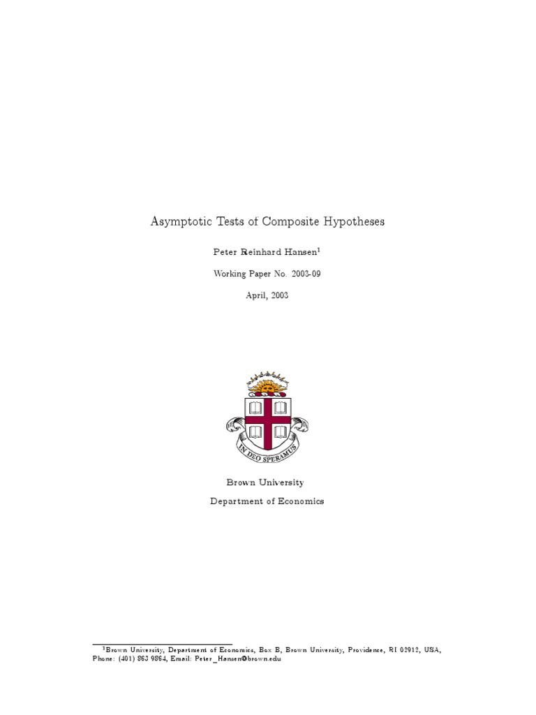 Asymptotic Tests 2003-9 - Paper | PDF | Statistical Hypothesis Testing ...