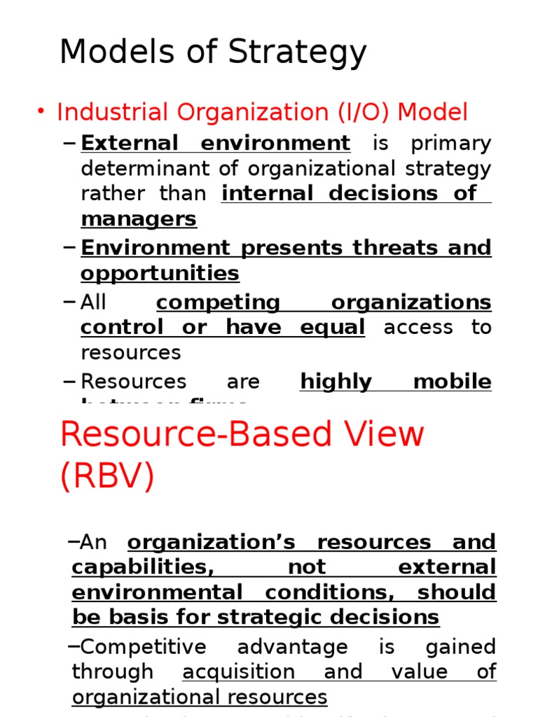 Models of Strategy: - Industrial Organization (I/O) Model | PDF