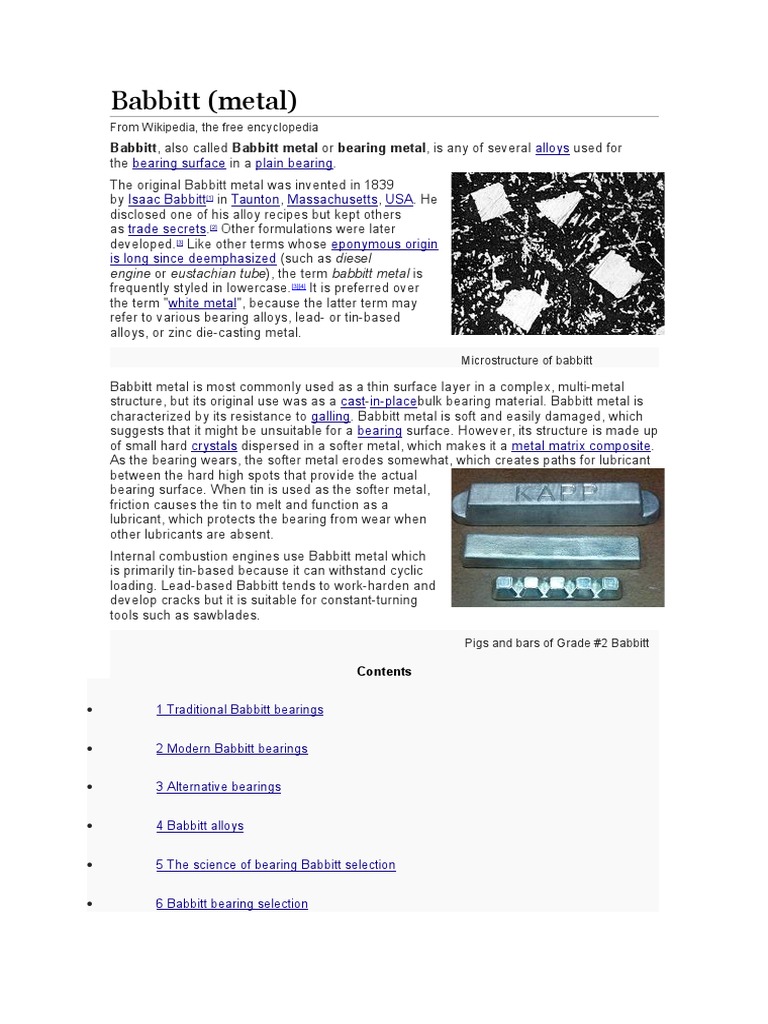 Babbitt (Metal) | PDF | Crystalline Solids | Building Materials