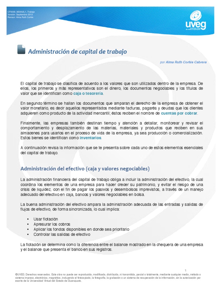 CF0030 M2AA2L1 Trabajo Uveg Ok | PDF | Efectivo | Bancos