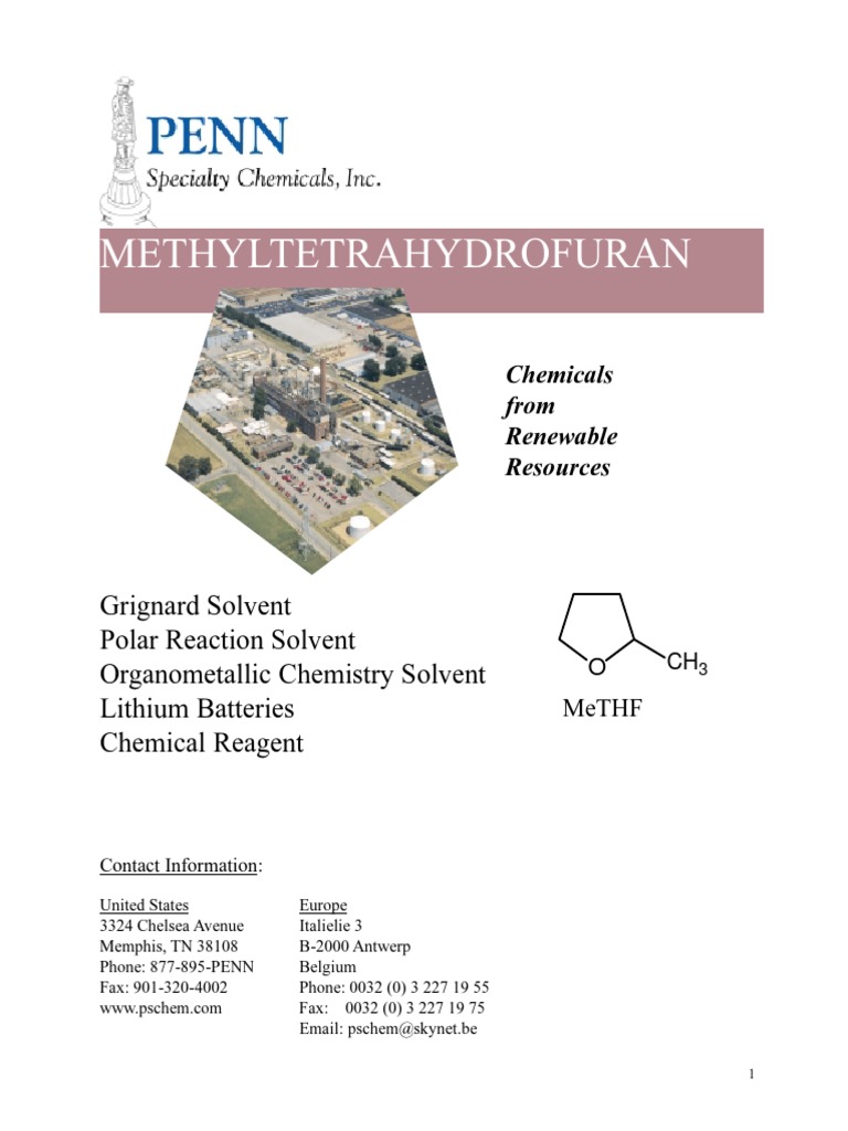 2-Methyltetrahydrofuran Technical Bulletin | PDF | Tetrahydrofuran ...