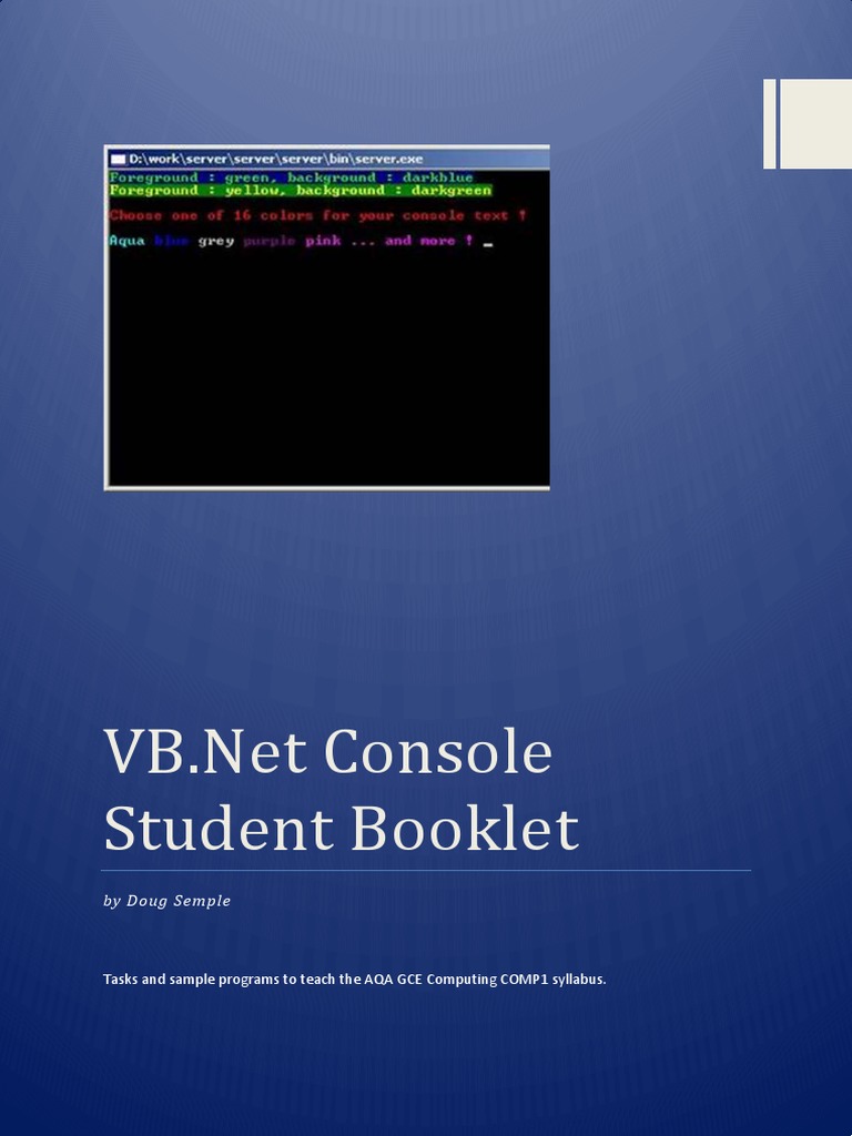 VB.Net Console Programming Guide | PDF | Data Type | Subroutine