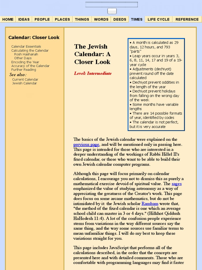 Judaism 101: The Jewish Calendar: A Closer Look | PDF | Hebrew Calendar ...