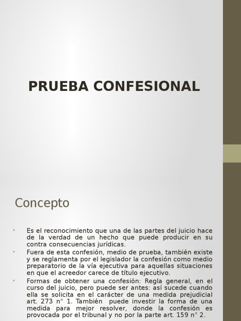 Prueba Confesional | PDF | Confesión (ley) | Evidencia (ley)