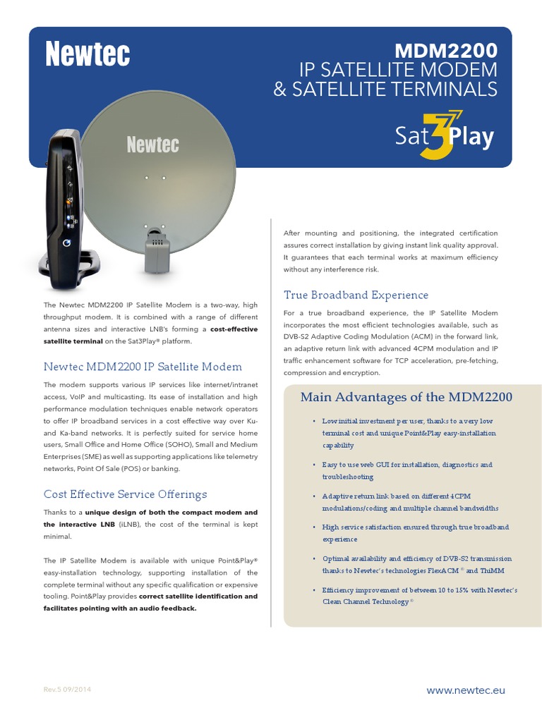 Newtec MDM2200 On Sat3Play Platform 092014 | PDF | Modem | Broadband