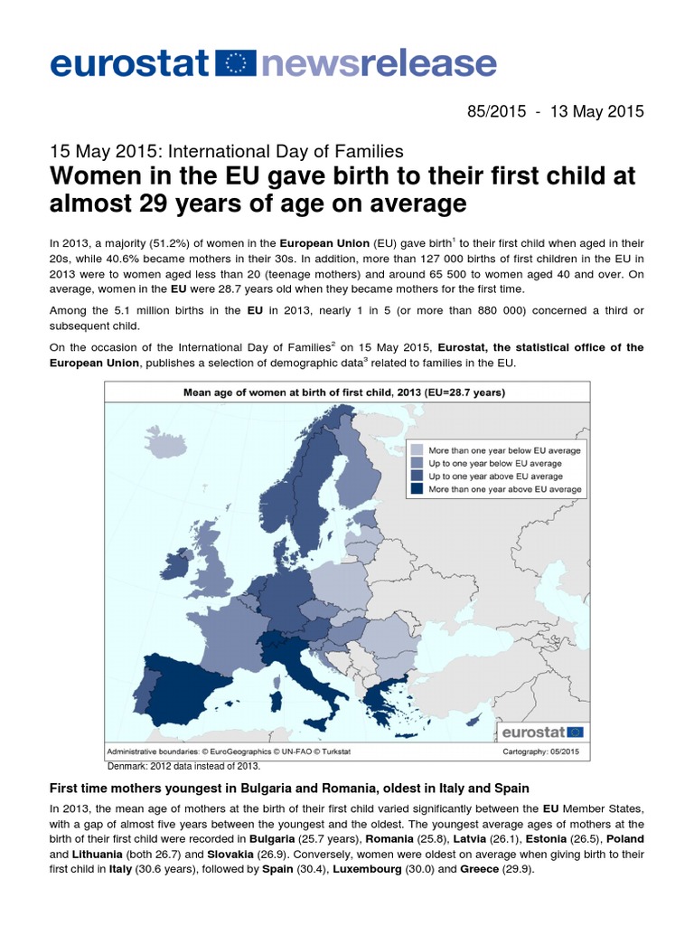 Women in The EU Gave Birth To Their First Child at Almost 29 Years of ...