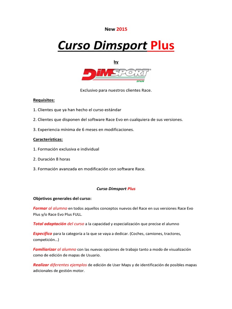 Caracteristicas Dimsport Plus | PDF | Informática