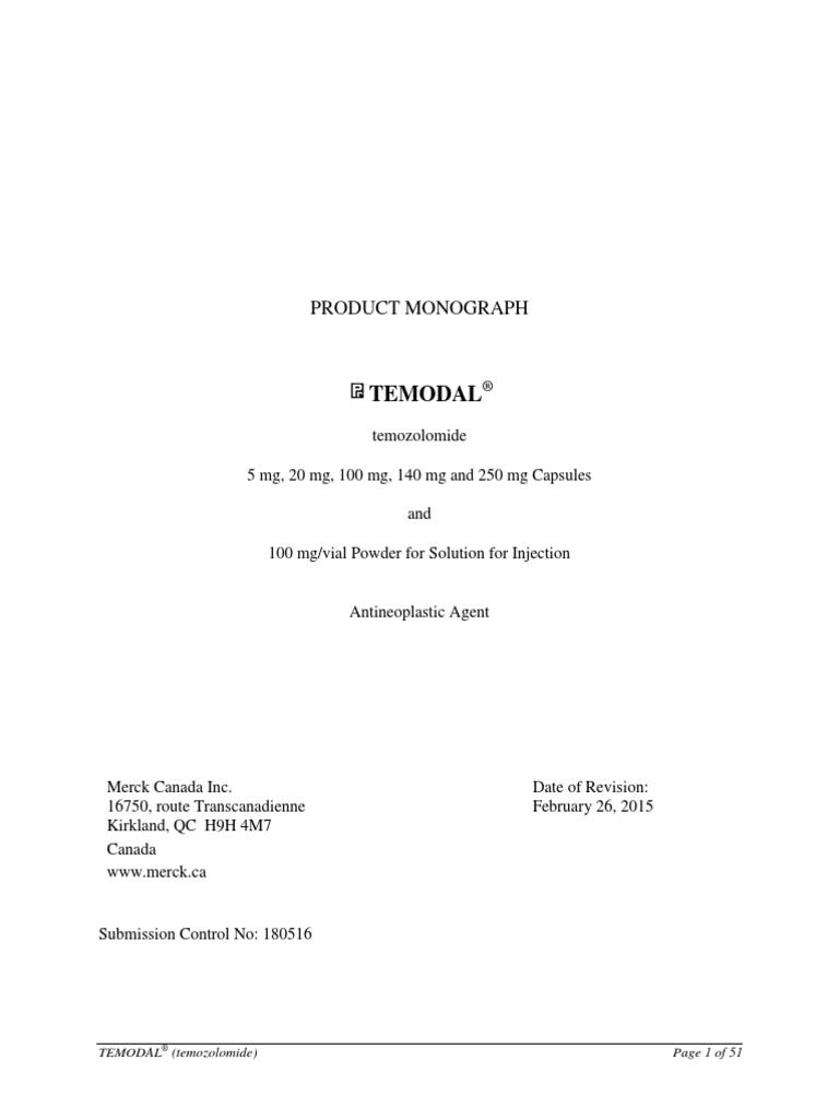 Temozolomide Drug Mannual | PDF | Chemotherapy | Hepatitis