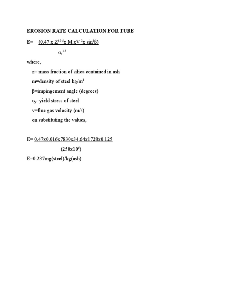 Erosion Rate Calculation For Tube | PDF | Teaching Methods & Materials