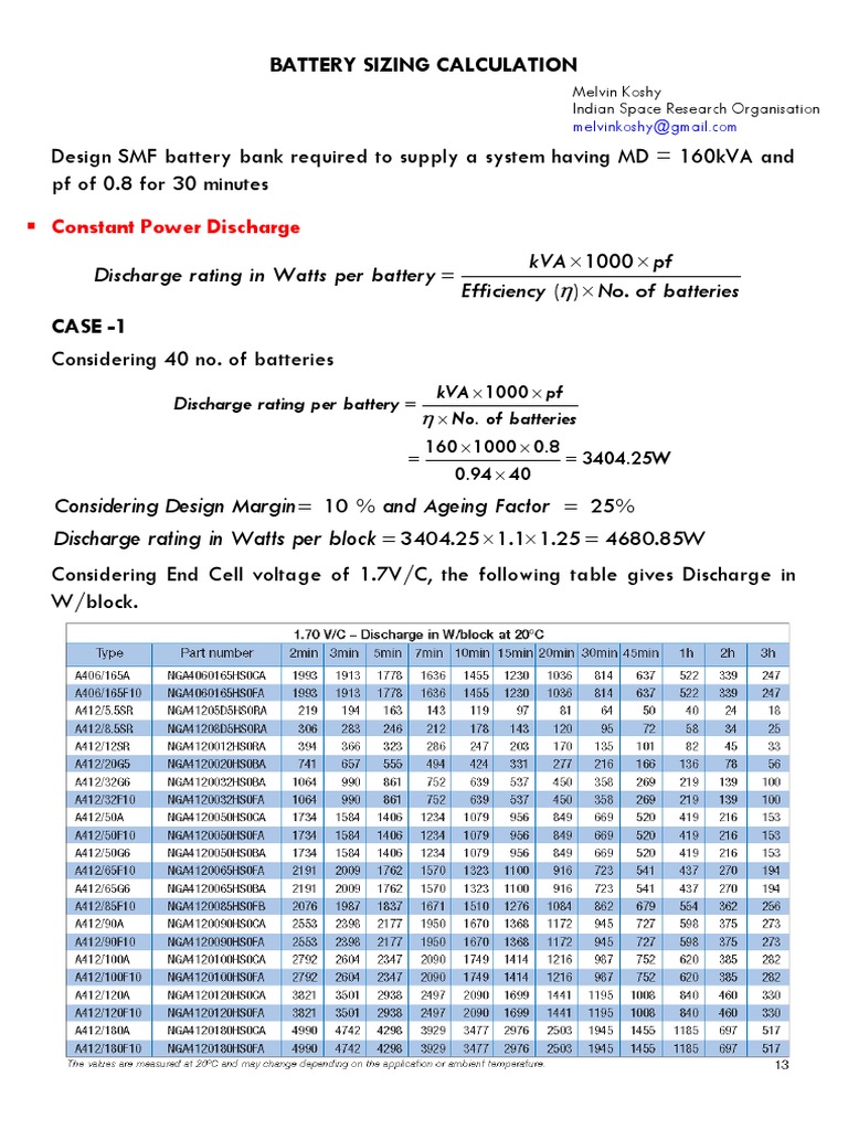 Battery Ah Sizing Claculation | PDF | Energy Storage | Energy Technology