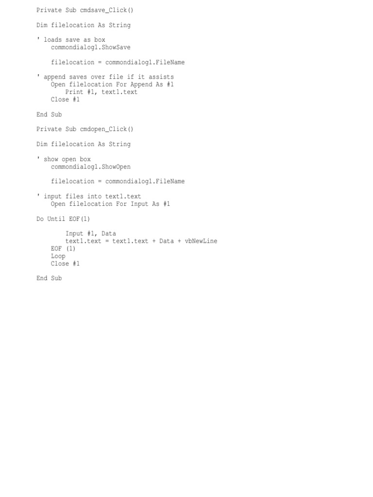 Source Code Open & Save TXT Files | PDF | Filename | Data Management