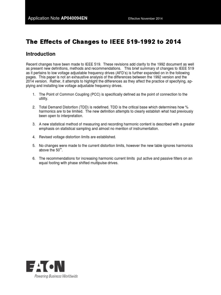 Harmonics and Power Factor - The Effects of Changes To IEEE 519-1992 To ...