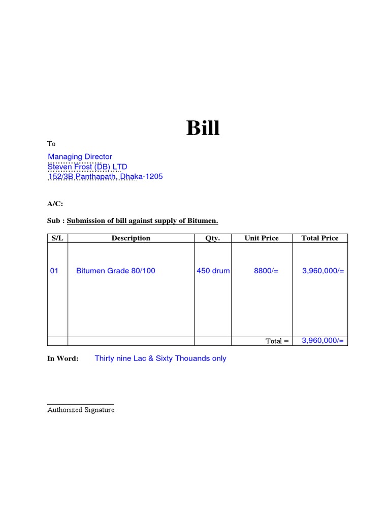Bitumen Supply Bill Submission | PDF | Technology & Engineering