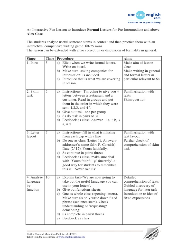 Formal Letter LP | PDF | Reading Comprehension | Semiotics
