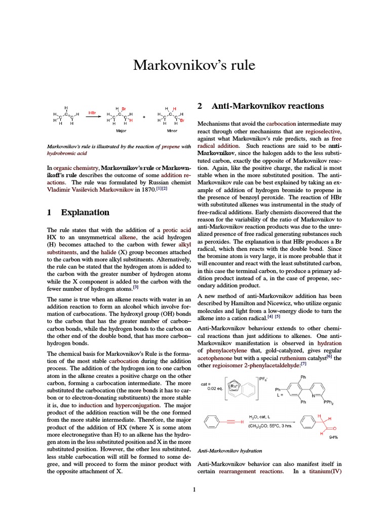 Exploring Anti-Markovnikov Reactions: Free Radical Additions and Their ...