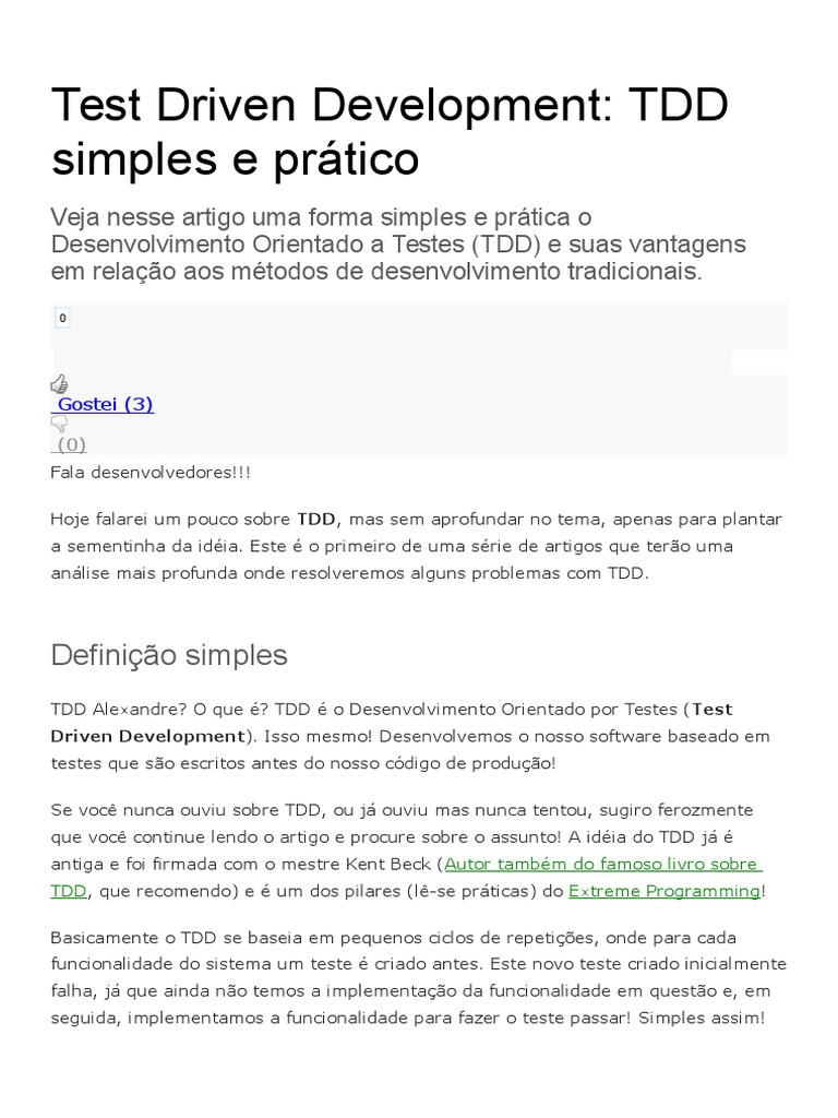 Test Driven Development | PDF | Desenvolvimento guiado por testes ...